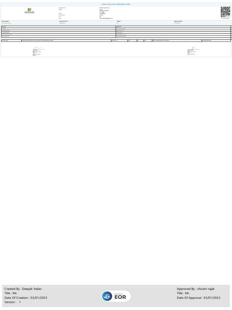 Food Fraud Assessment Form_1!26!14 PM | PDF