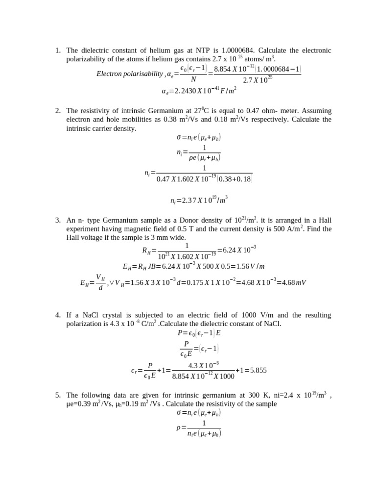 Sample Problem For 2nd CIE | PDF | Electrical Resistivity And Conductivity | Semiconductors