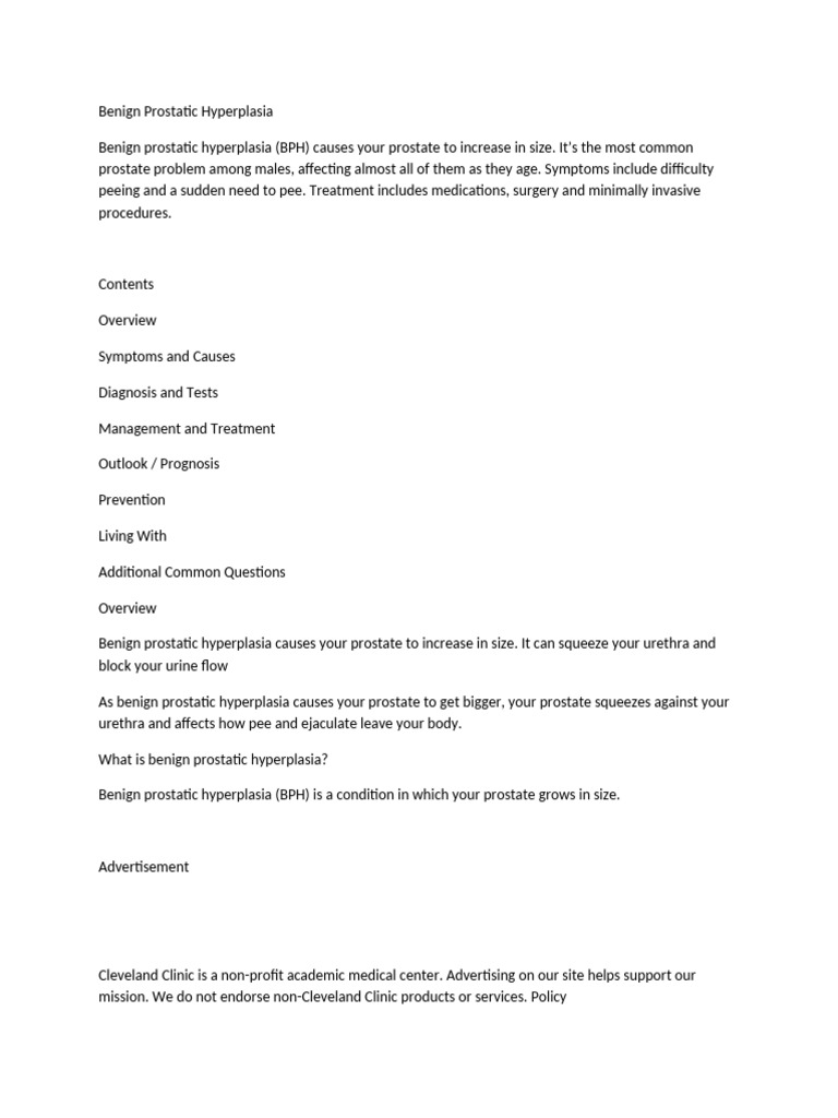 Untreated BPH Risks and Effects | PDF | Prostate | Urinary Incontinence
