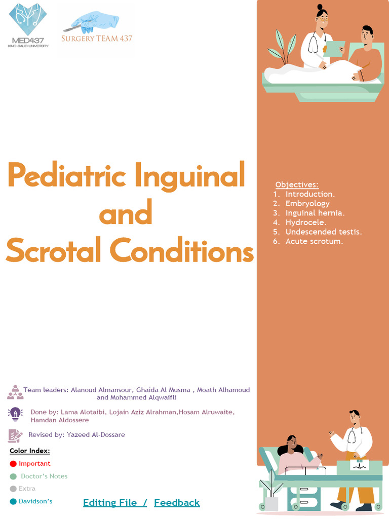 Pediatric Inguinal Hernia Overview | PDF | Testicle | Clinical Medicine