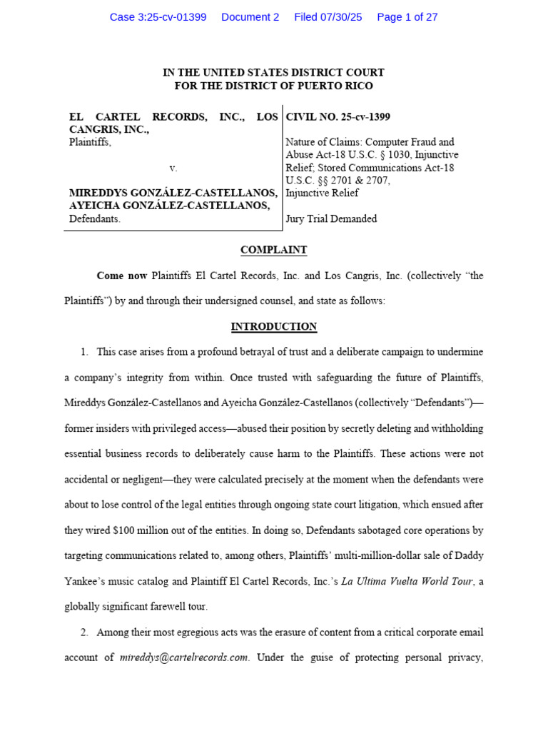 2025-07-30 #2 Complaint (W Docs) 4897-9301-2057 v. 1 | PDF | Legal ...