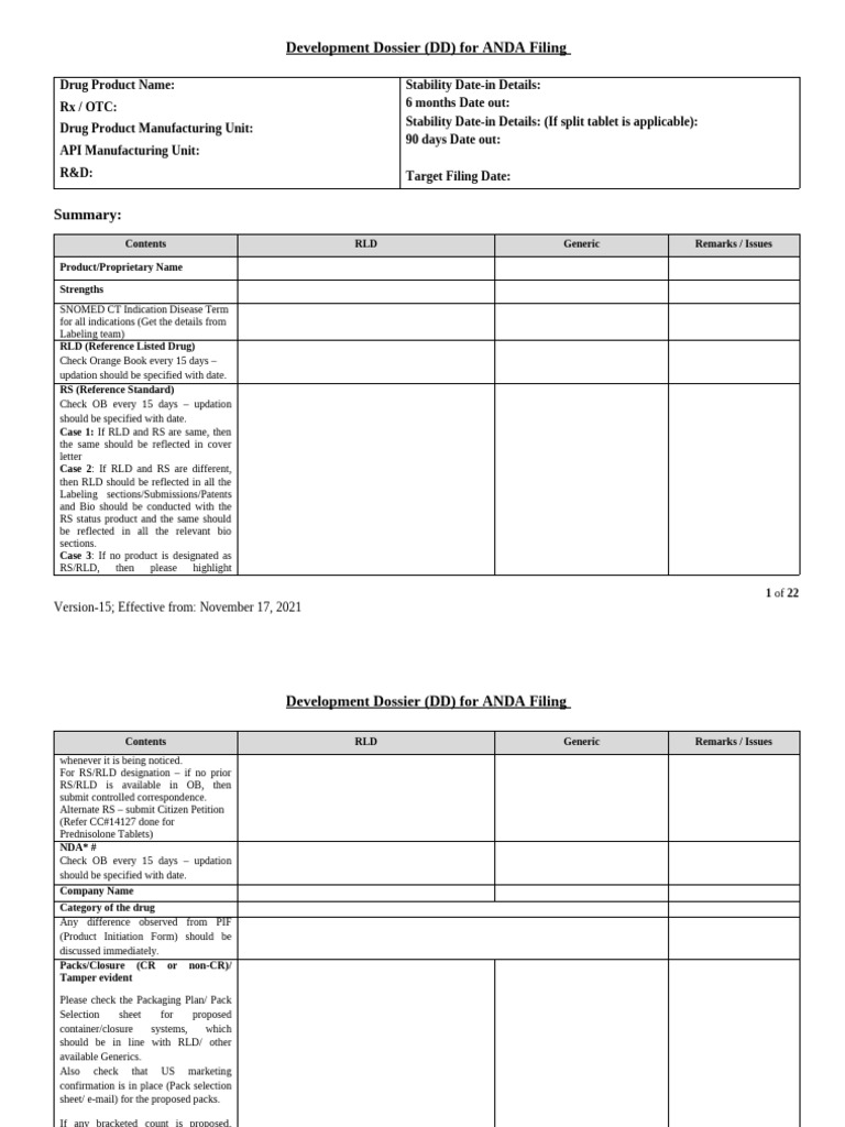 RLD vs RS in ANDA Development Dossier | PDF | Food And Drug ...