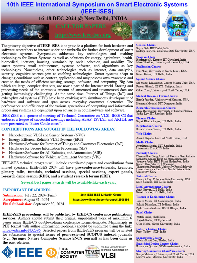 Ieee Ises 2024 CFP Ext July22 | PDF | Internet Of Things | Computing