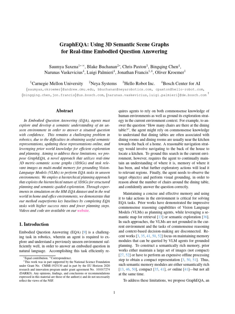 Saxena Et Al. - 2024 - GraphEQA Using 3D Semantic Scene Graphs For Real-Time Embodied Question ...