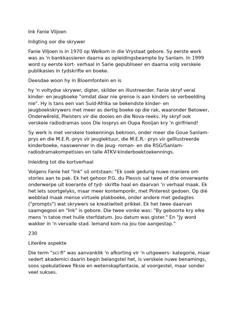 Ink Fanie Viljoen | PDF
