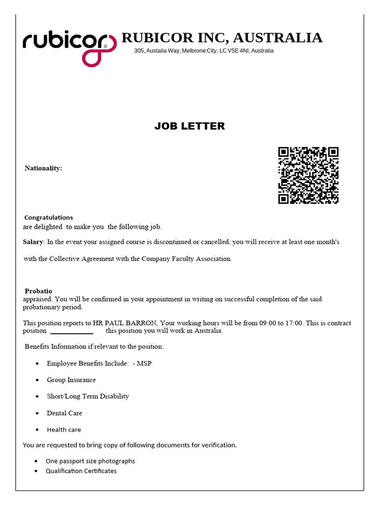 S M Golam Kibria - Job Offer Letter.... | PDF | Employment | Business