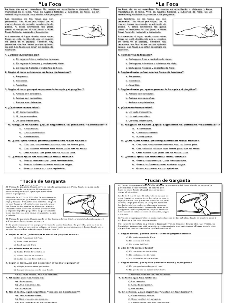 Comprension Lectora La Foca | PDF