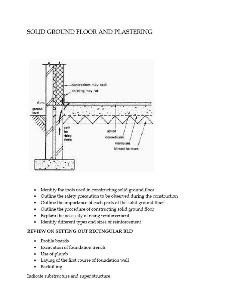 Solid Ground Flooring and Plastering Guide | PDF | Masonry | Plaster