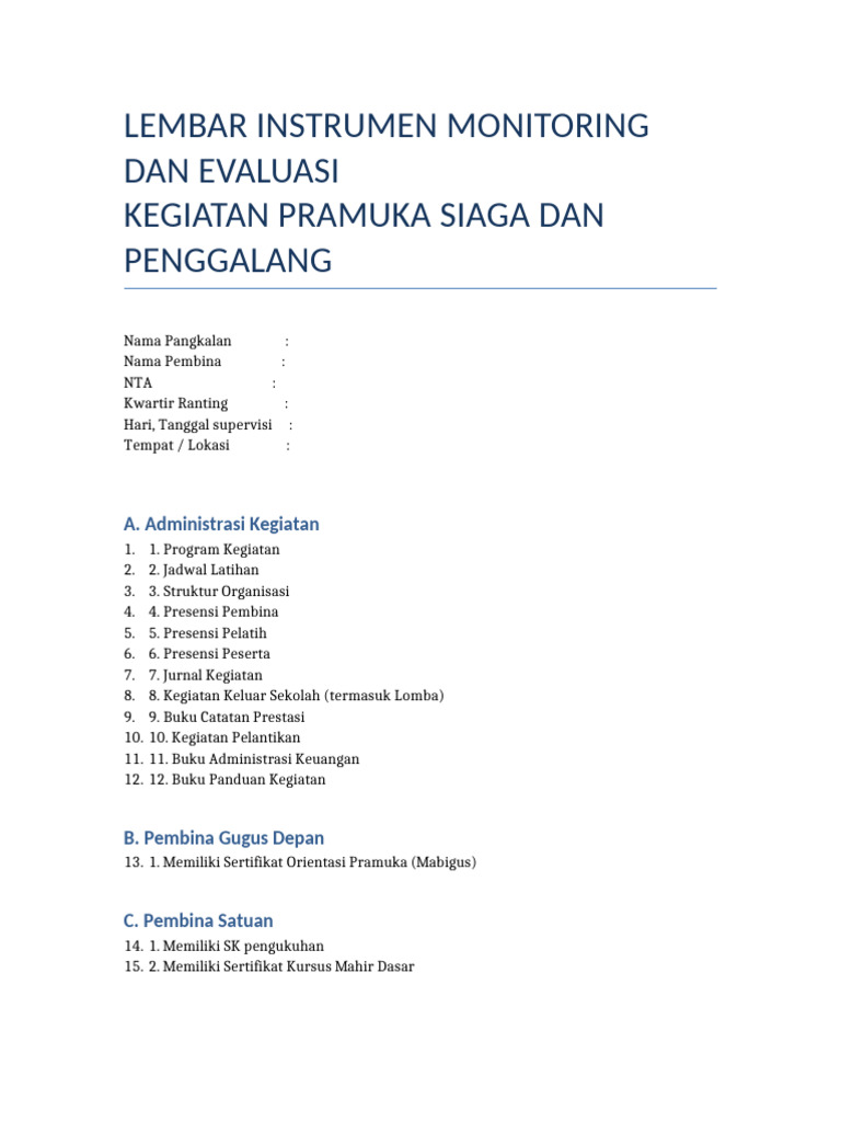 Evaluasi Kegiatan Pramuka Siaga dan Penggalang | PDF