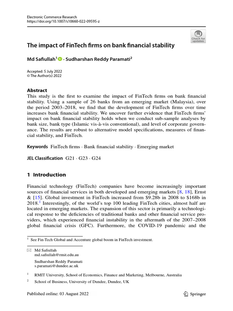 FinTech's Impact on Bank Stability in Malaysia | PDF | Standard Score ...