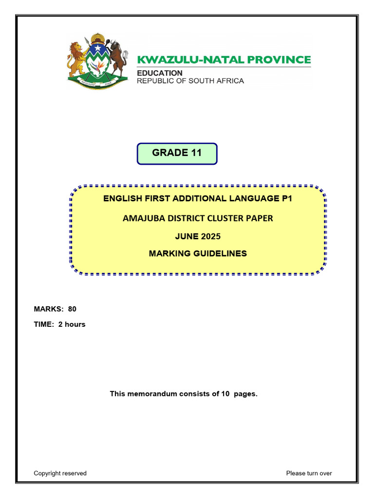Grade 11 June 2025 P1 MG Efal | PDF | Hamburgers | English Language