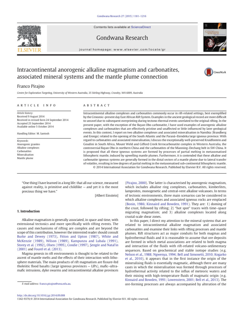 Pirajno 2014 Intracontinental Anorogenic Alkaline Magmatism and ...