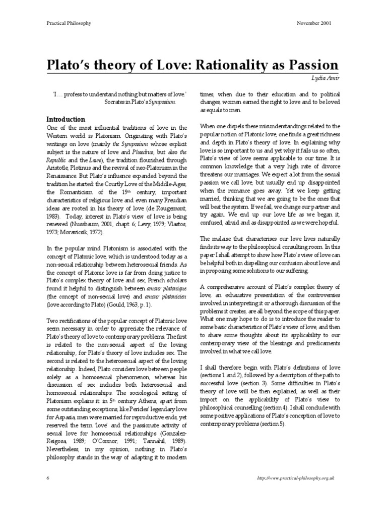 Lydia Amir - Plato's Theory of Love | PDF | Platonism | Plato