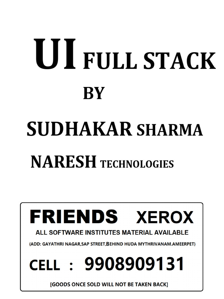Ui Full Stack Sudhakar Sir 2024 Material | PDF | Html | World Wide Web