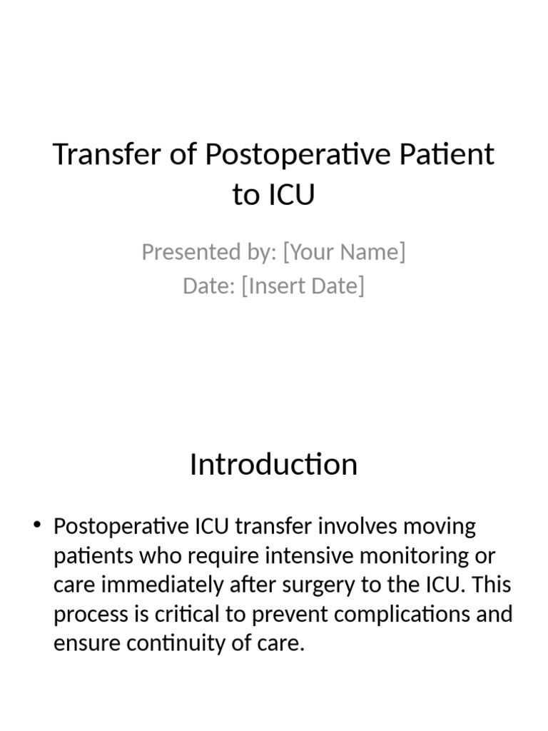 Postoperative ICU Transfer Protocols | PDF | Intensive Care Unit | Surgery
