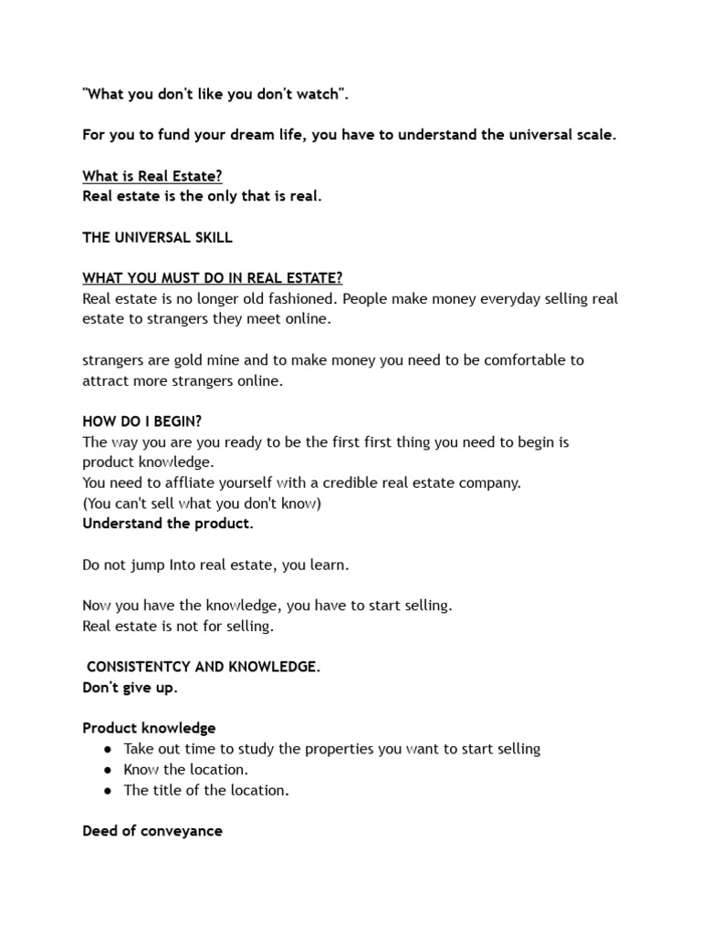 Real Estate Success: Key Strategies | PDF