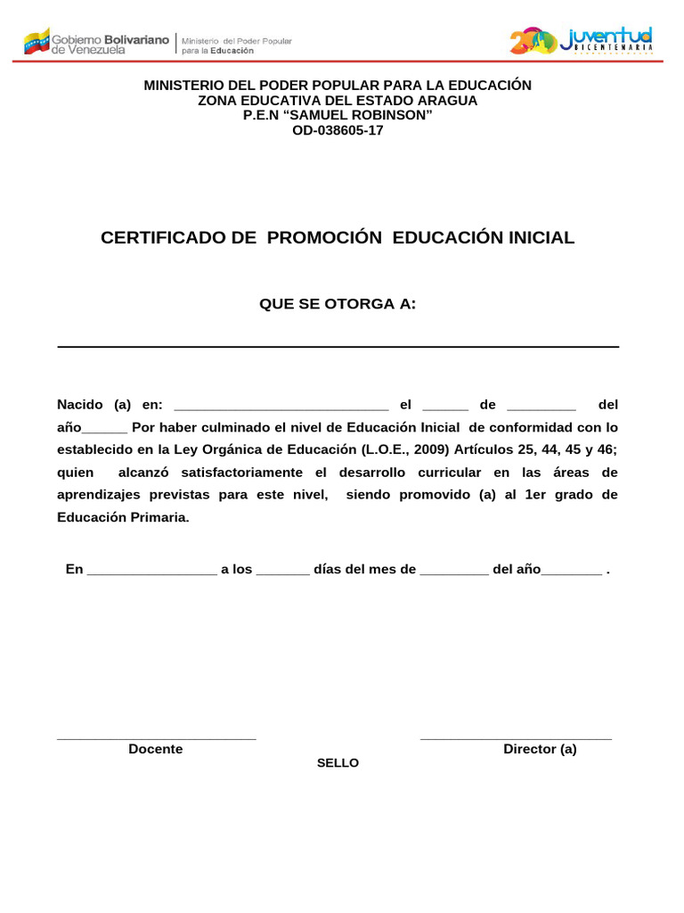 CERTIFICADO DE PROMOCION BUENO - Docx2023-2024 | PDF