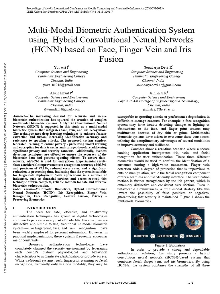 Multi-Modal Biometric Authentication System Using Hybrid Convolutional Neural Networks HCNN ...