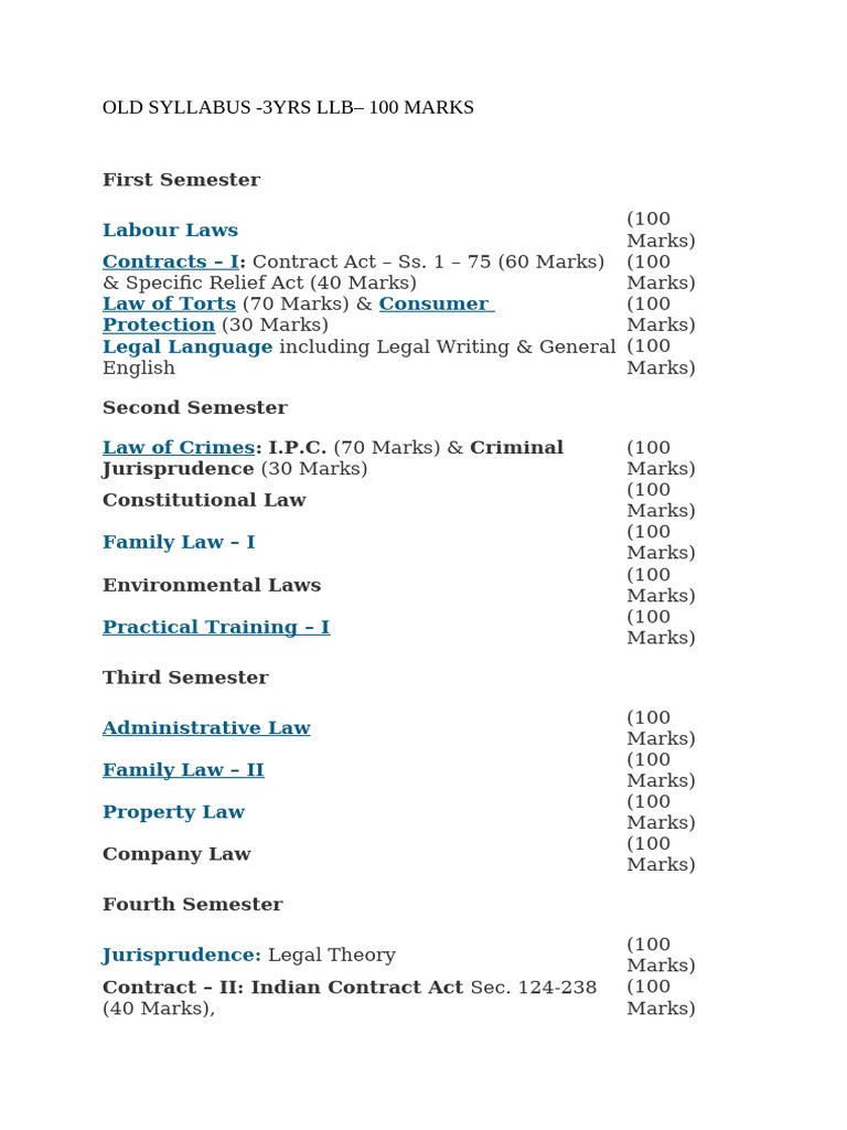 3-Year LLB Old Syllabus Overview | PDF | Crimes | Crime & Violence