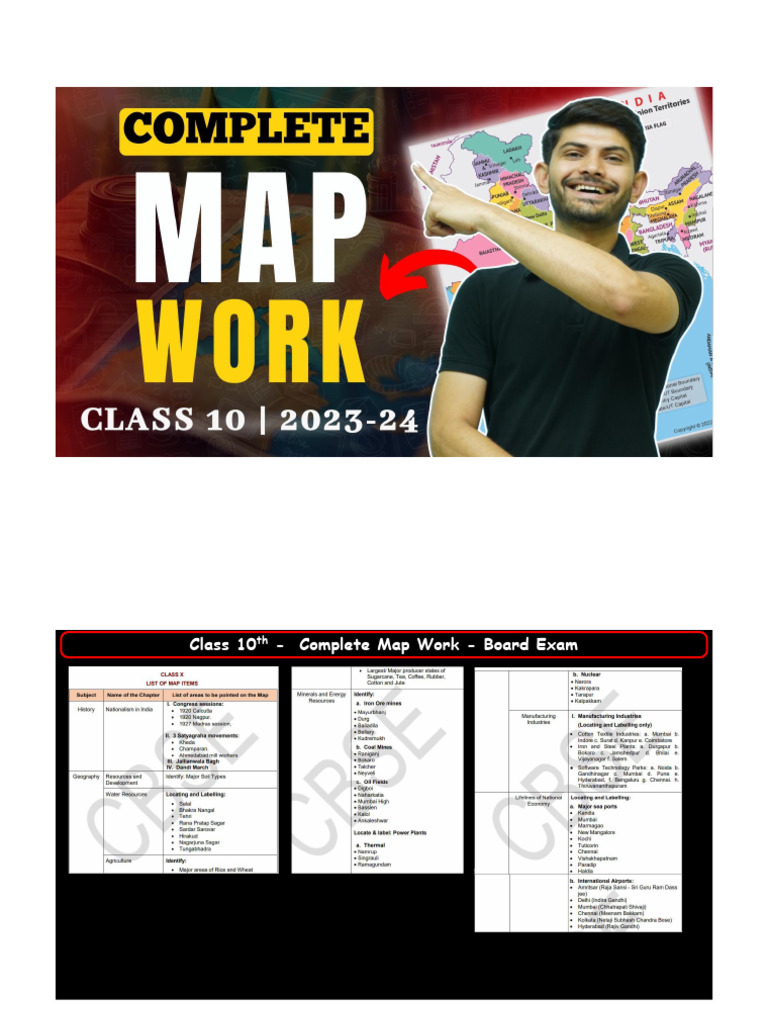 Class 10 Geography Map Work Guide | PDF | Gujarat | Tamil Nadu