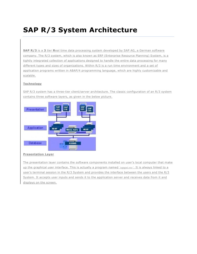 SAP R/3 Architecture Overview | PDF | Databases | Server (Computing)