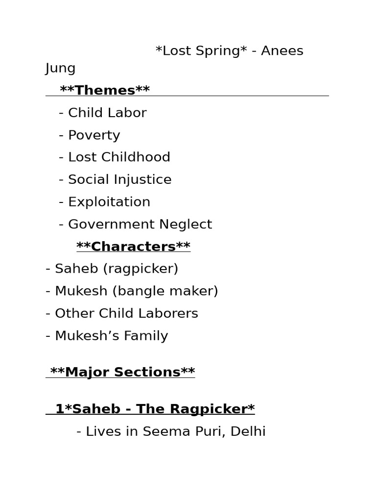 Lost Spring Concept Map | PDF
