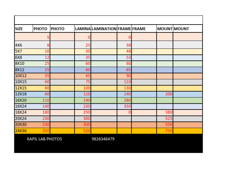 Photo Studio Rate List | PDF