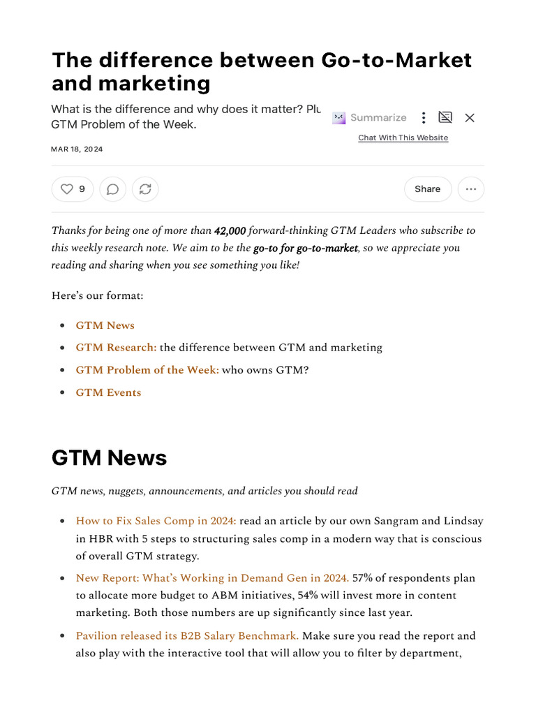 The Difference Between Go-To-Market and Marketing | PDF | Marketing