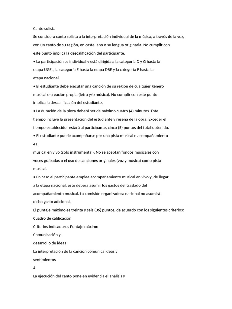 Reglas del Canto Solista y Grupal | PDF | Canciones | Canto