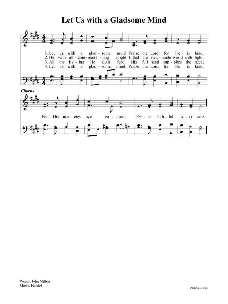Let Us With A Gladsome Mind - Arr1 | PDF