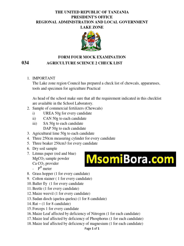 Agriculture 2 Check List | PDF