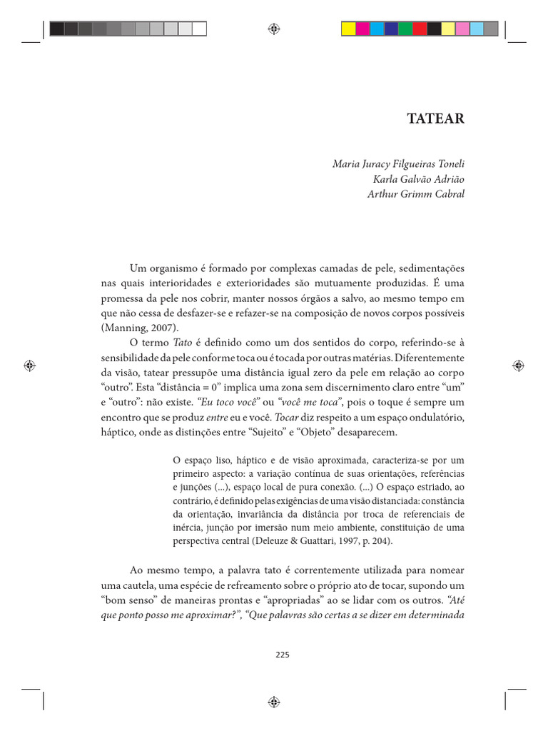 Tato: Política do Toque e Invenção | PDF | Tempo | Gilles Deleuze