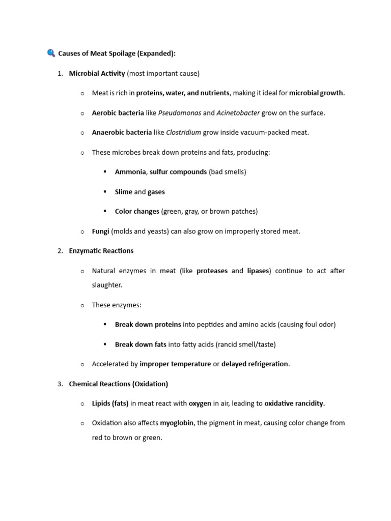 ? Causes of Meat Spoilage | PDF | Decomposition | Milk
