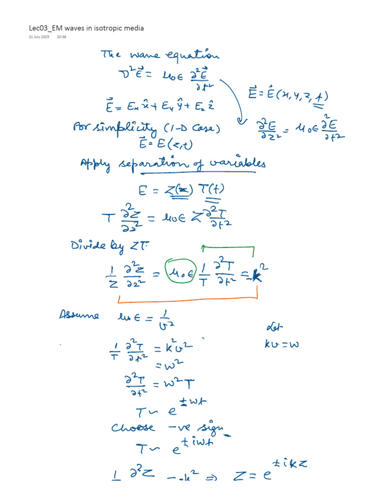 Lec03 - EM Waves in Isotropic Media | PDF
