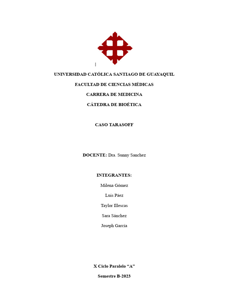 Caso Tarasoff: Ética y Responsabilidad | PDF | Confidencialidad | Salud ...