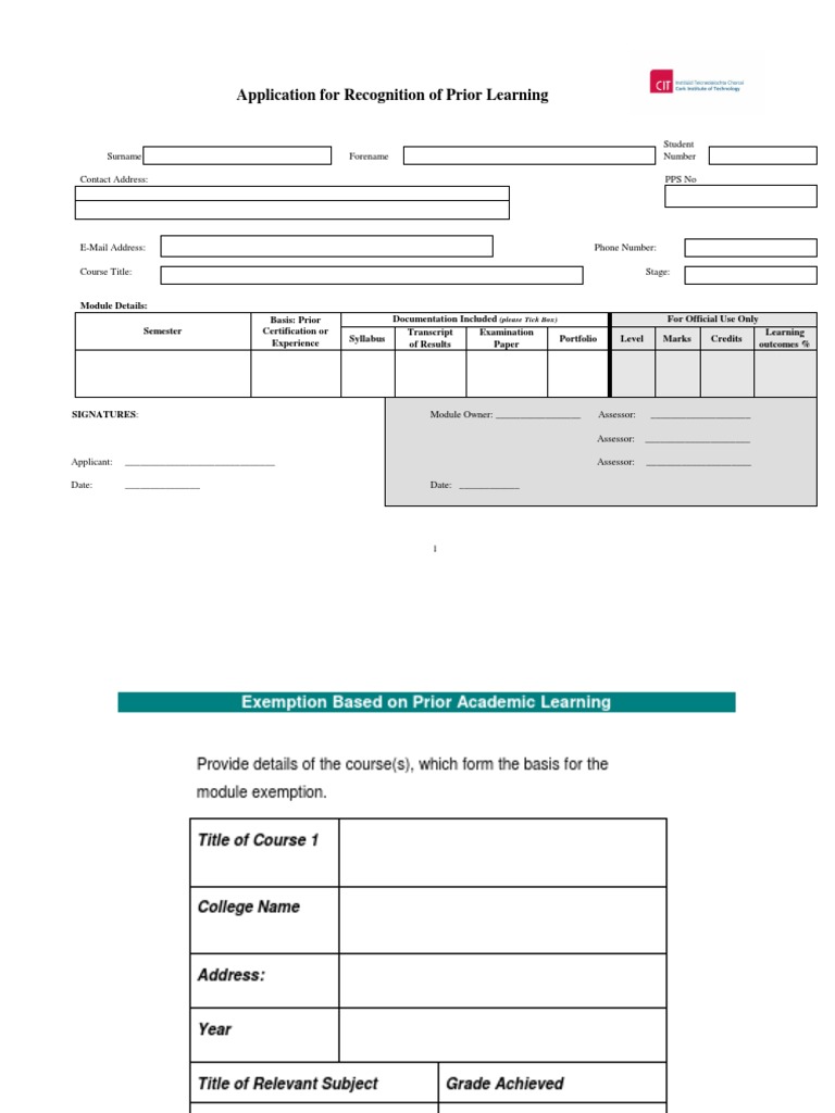 RPL Template Prior Formal Cases | PDF