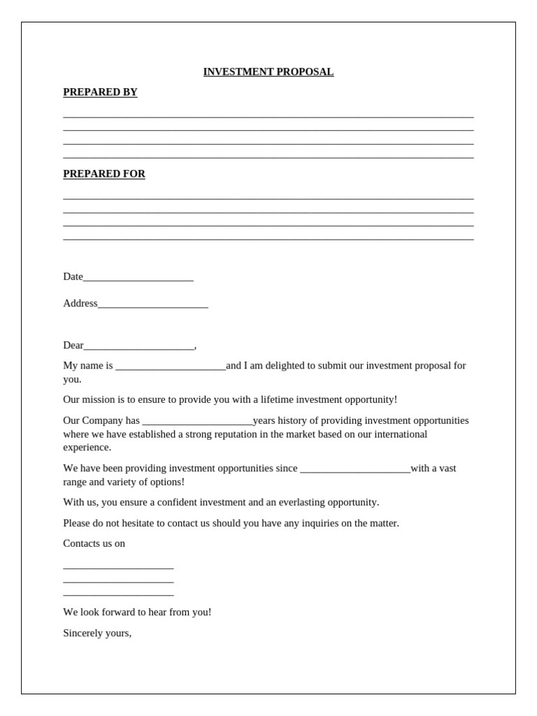 Investment Proposal Overview | PDF | Investing | Trade