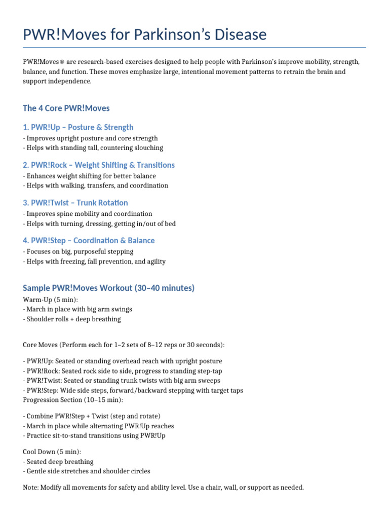 PWR!Moves for Parkinson's Empowerment | PDF