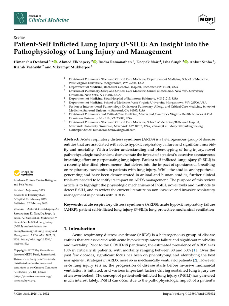 Patient-Self Inflicted Lung Injury (P-SILI) - An Insight Into The ...