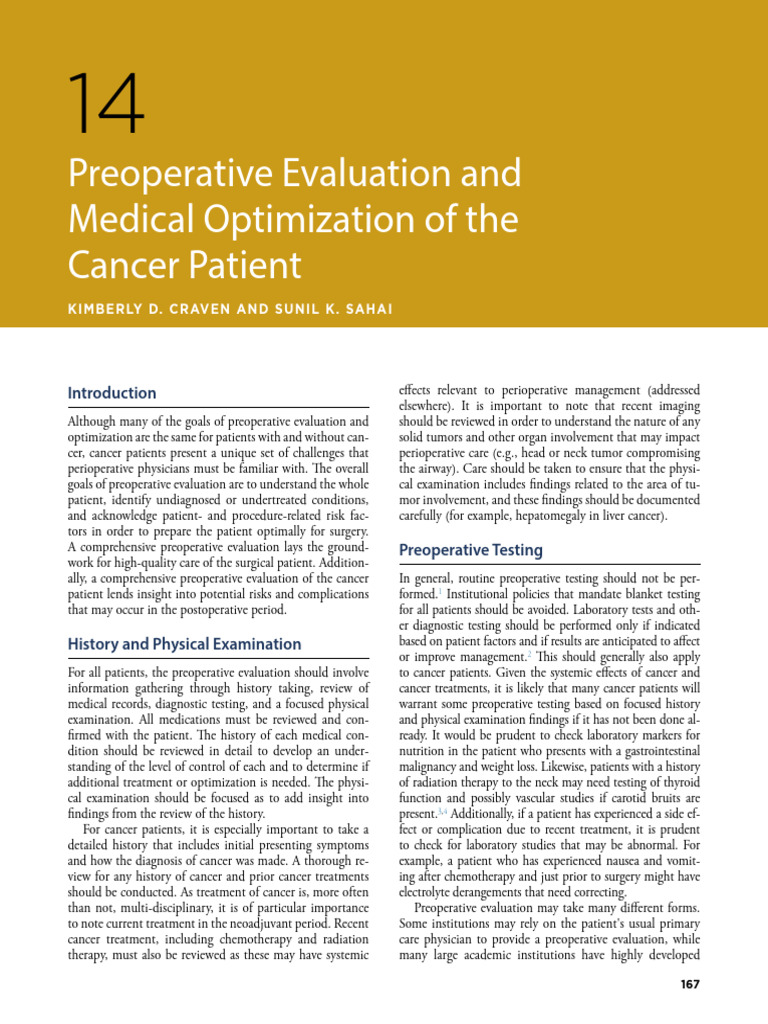 Preoperative Evaluation and Medical Optim - 2023 - Perioperative Care ...