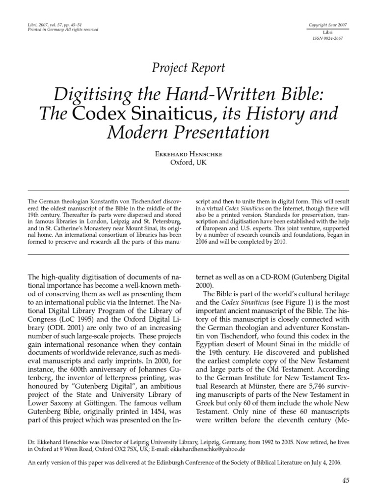 Codex Sinaiticus | PDF | Manuscript | Textual Criticism