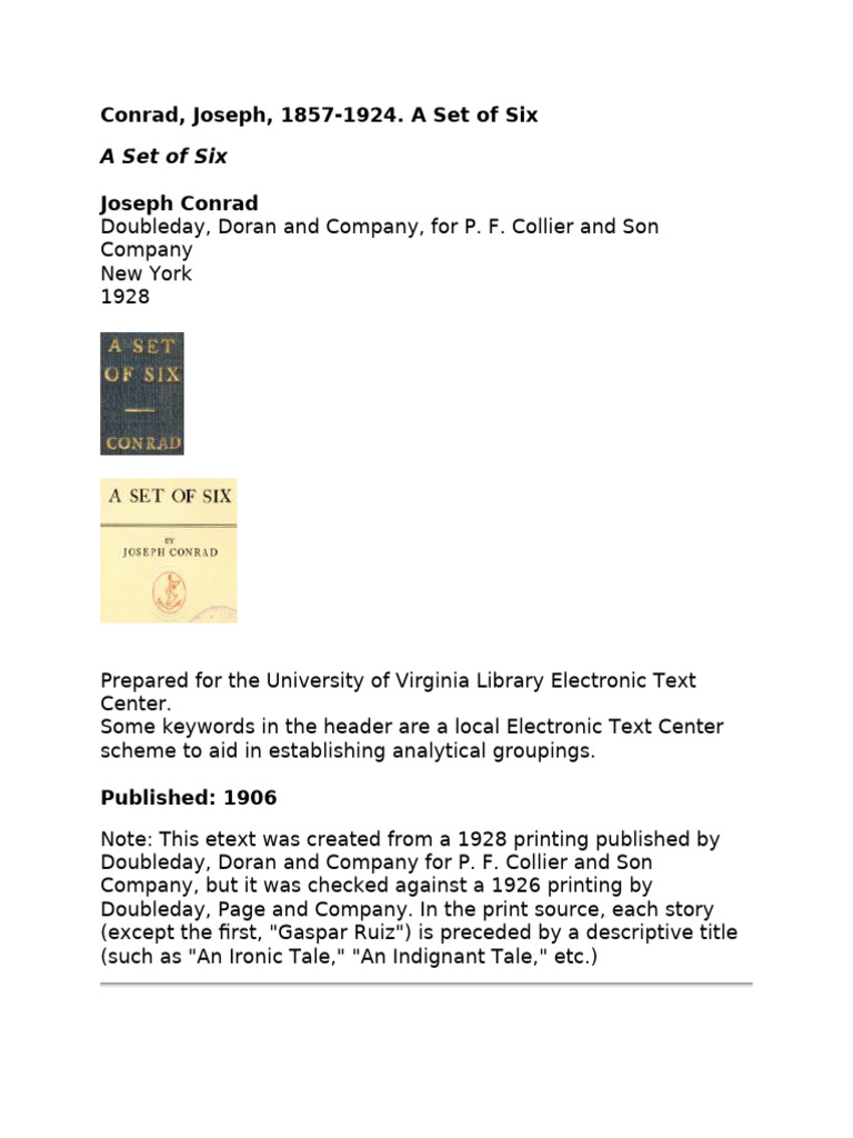 Conrad, Joseph - A Set of Six | PDF