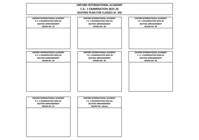 FA-1 Exam 2025-26 Seating Plan | PDF
