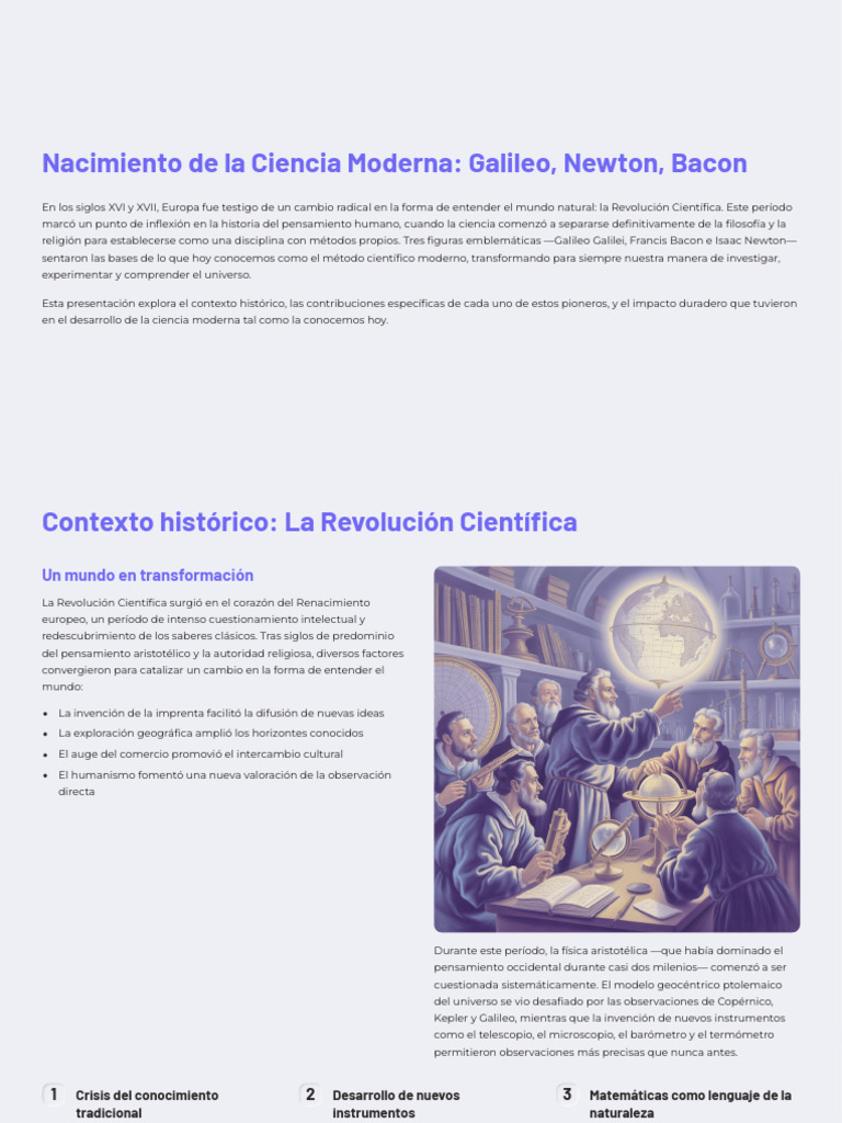 Nacimiento de La Ciencia Moderna Galileo Newton Bacon | PDF ...