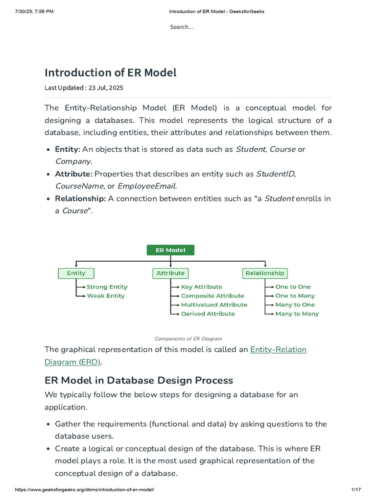 Introduction of ER Model | PDF | Databases | Conceptual Model