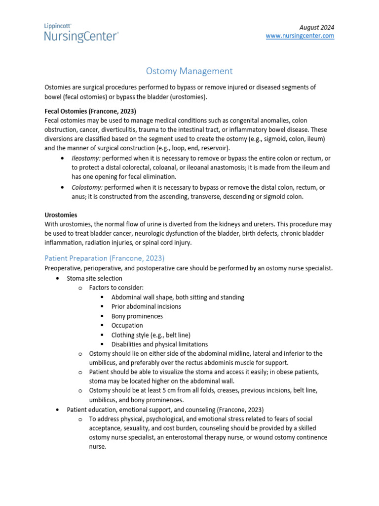 Pocket Card - Ostomy Management - August 2024 | PDF | Gastroenterology ...