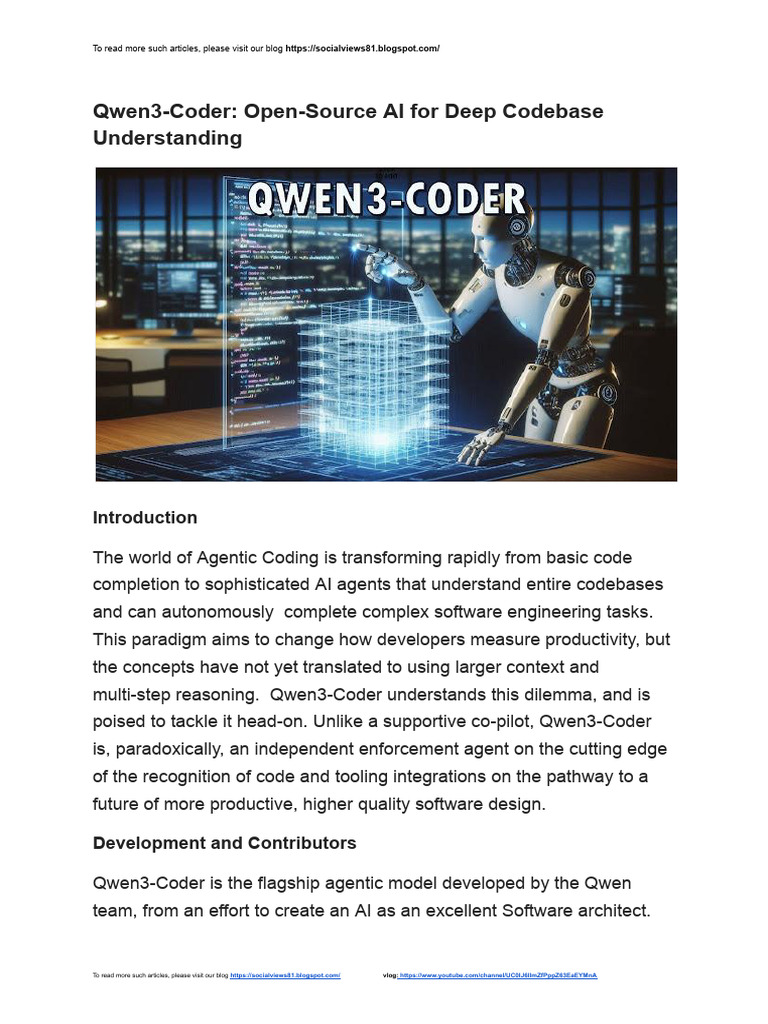 Qwen3-Coder :Open-Source AI For Deep Codebase Understanding | PDF | Artificial Intelligence ...