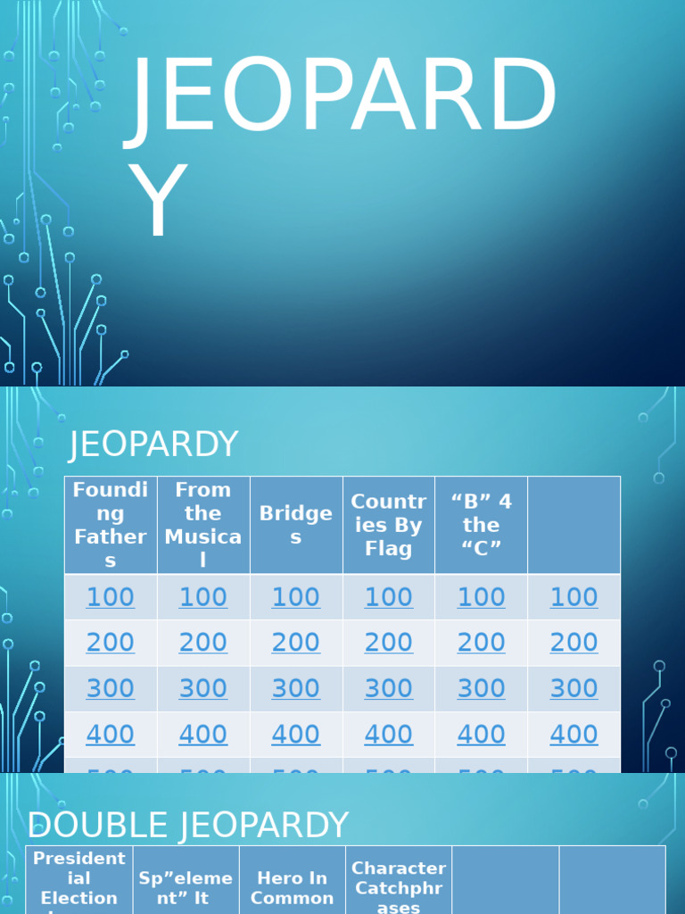 Jeopardy Week 1-Chase | PDF