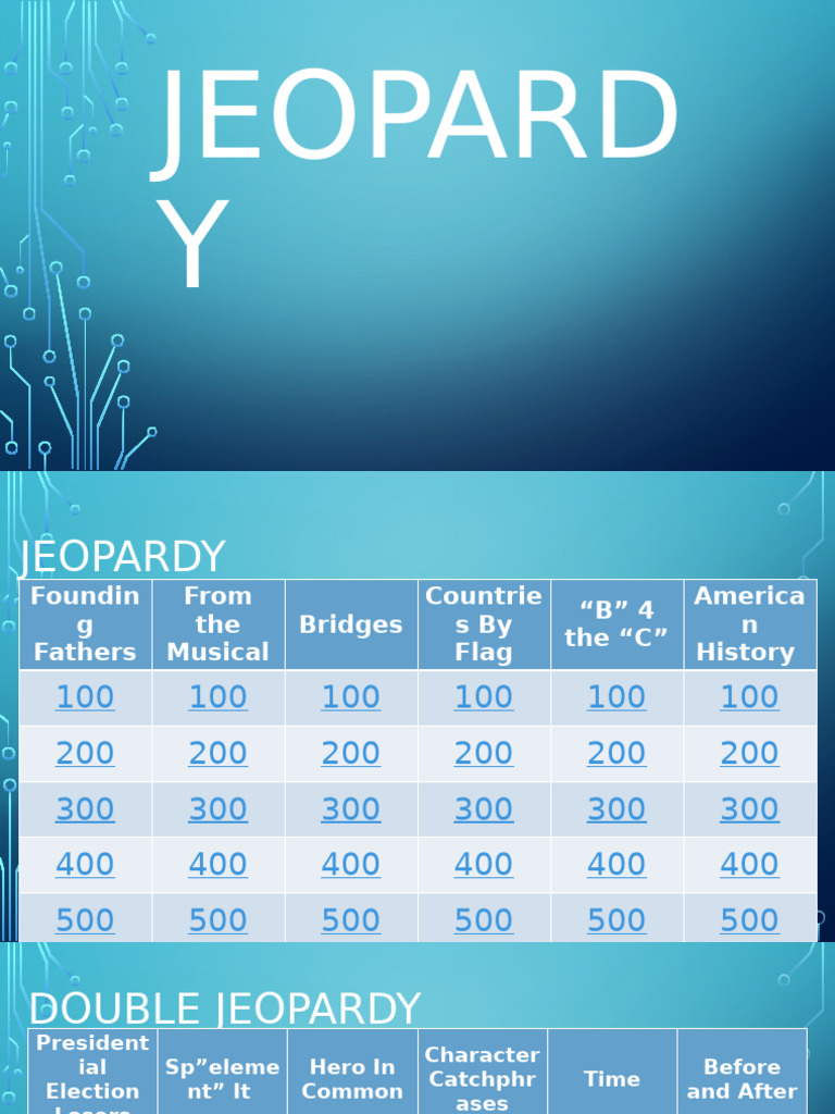 Jeopardy Week 1 | PDF