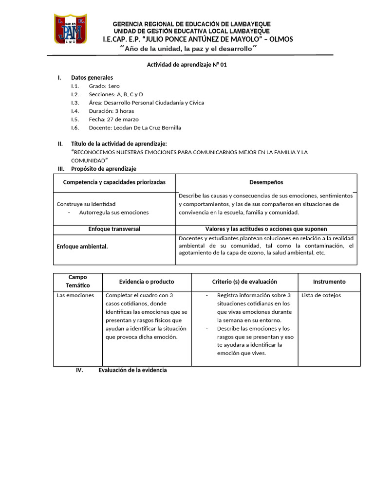 Actividad de Aprendizaje - Jpam 2023 | PDF | Las emociones | Aprendizaje